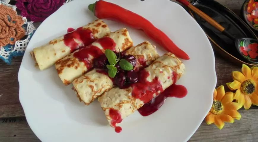 Ifoto yo guteka resept: Cherry pancake hamwe na pepper, intambwe №4