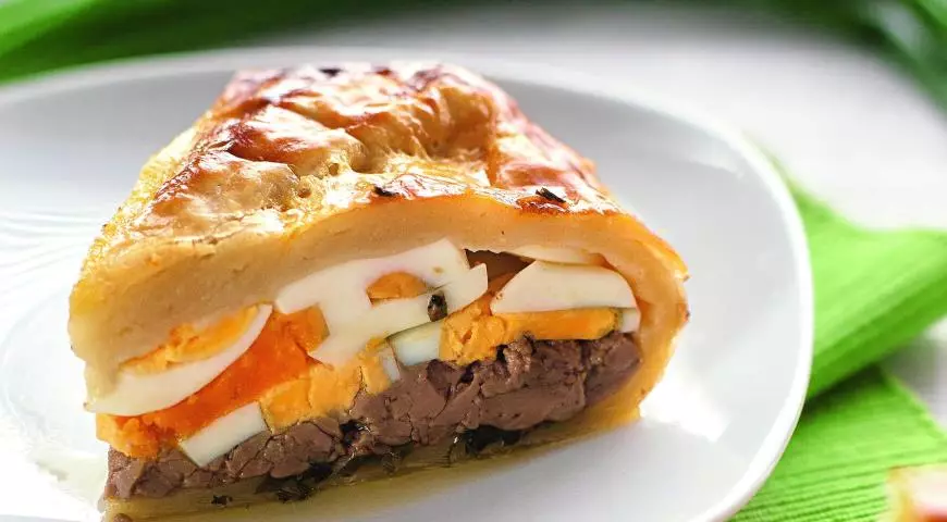 Eggs Pie with bow and cod liver