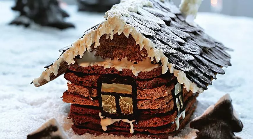 Cake House sa Chocolate, step-by-step recipe na may mga larawan