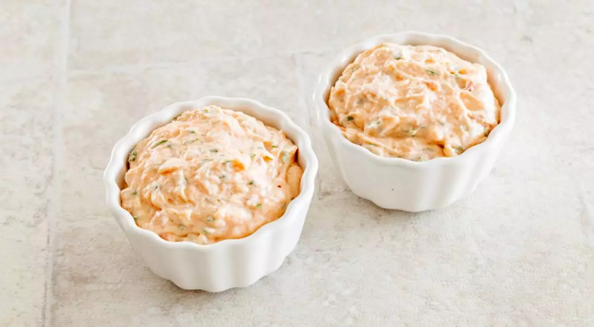 Stock Foto Cooking recipe: souffle of trout, step number 3