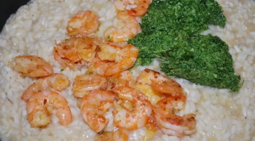 Receita de cozimento de fotos: Risotto verde com camarões, passo número 8