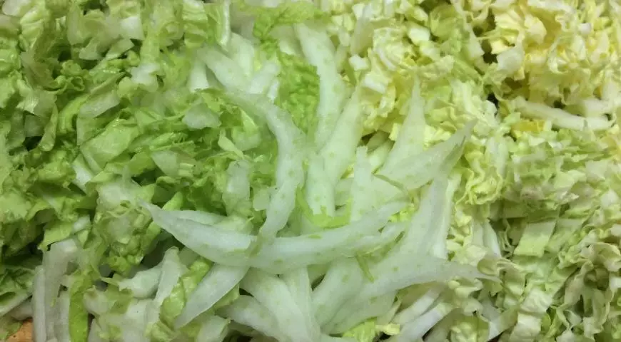 Corte o repolho de Pequim para salada magra