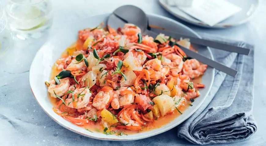 ციტრუსის სალათი shrimps