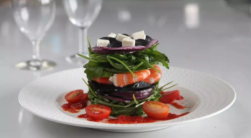 Römischer Salat mit Garnelen, Schritt-für-Schritt-Rezept mit Foto