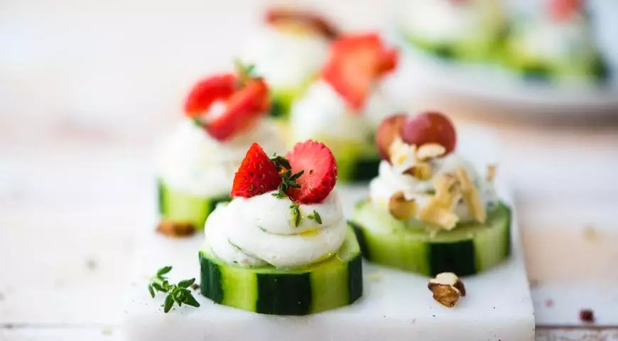 Canapes from cucumber