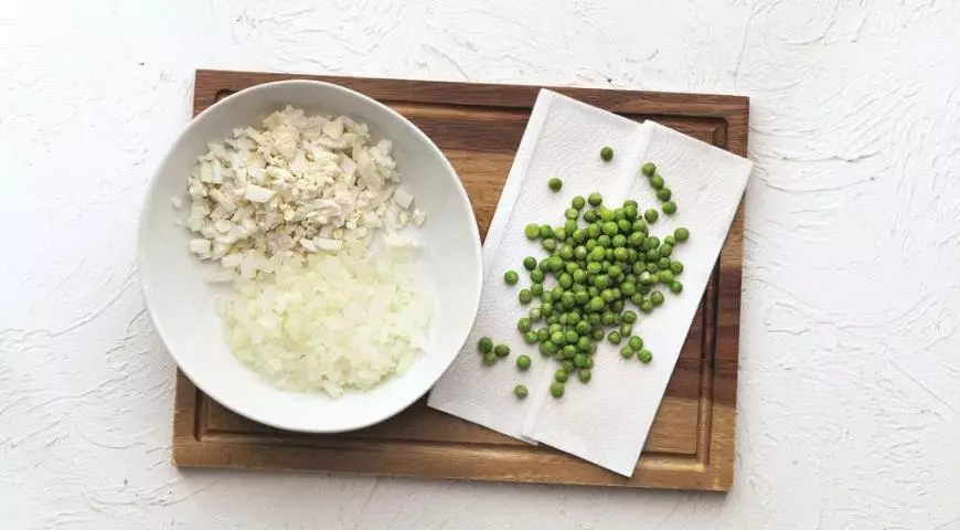 Œufs, pois verts et arc pour Olivier