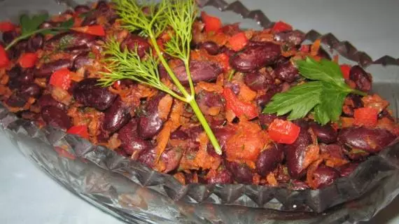 Ensalada de verduras con feixón vermello, receita paso a paso con fotos