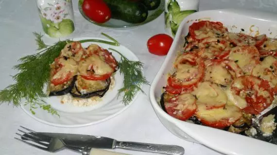 Casserole vun Egplplants a jonk Gletter, Schrëtt-Bype Rezept mat Fotoen