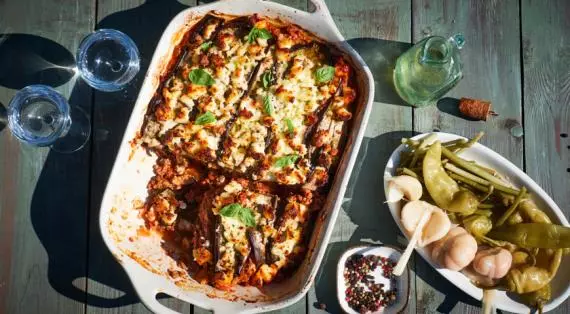 Pseudolazanya fra aubergine med biff, trinnvis oppskrift med bilder