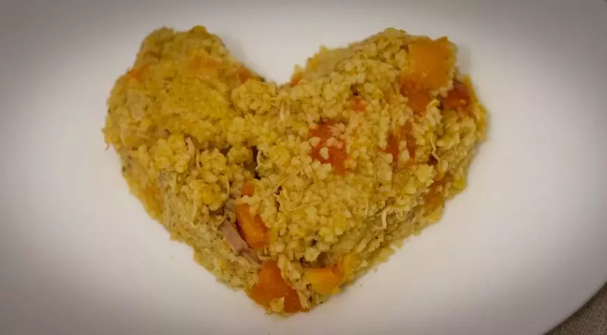 Couscus le pumpkin agus sicín, oideas céim ar chéim le grianghraif