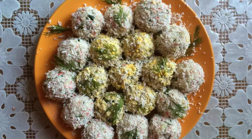 Salade "sneeuwballen", stap voor stap recept met foto's