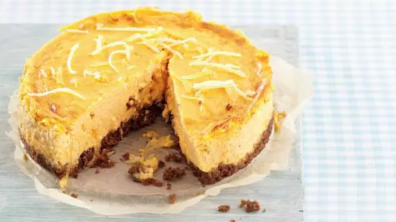 Balkabağı ile Rzhan Ekmeği üzerinde Cheesecake, fotoğraflarla adım adım tarifi