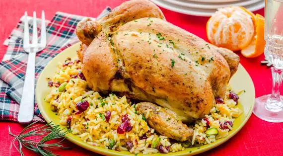 Pollo recheo con arroz laranxa, receita paso a paso con fotos