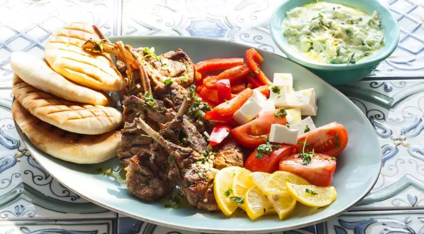 Cutlets on a bone grilled in Greek