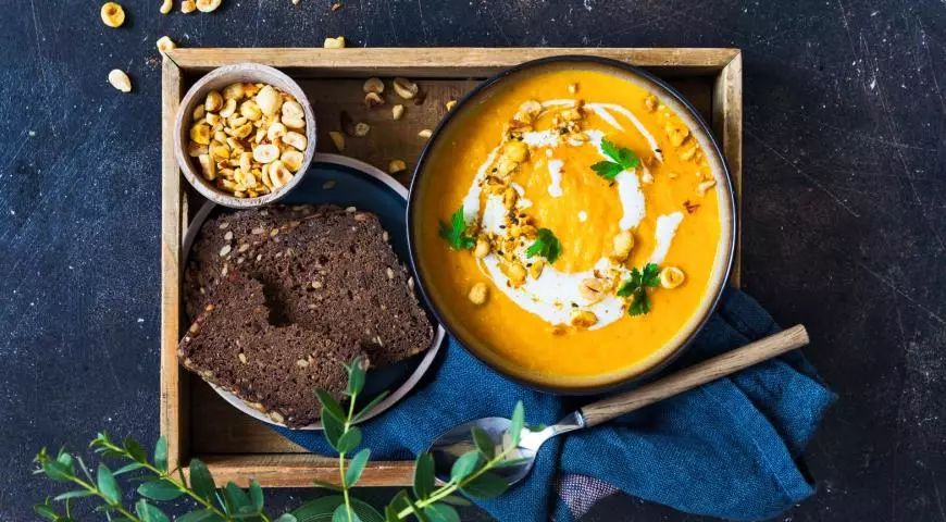 Sweet potato and lentil soup, step-by-step recipe with photos