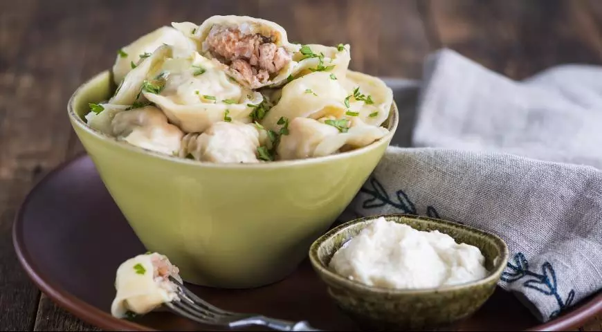 Pelmeni con peixe.