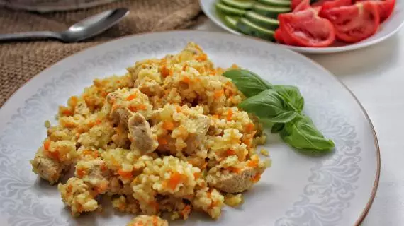 Bulgur with vegetables and chicken fillet, step-by-step recipe with photos