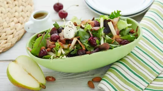 Summer Italian salad with cherry and bacon, step-by-step recipe with photos