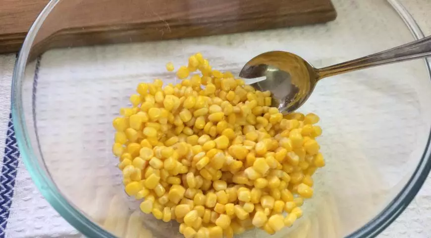 Pour into the Corn salad container