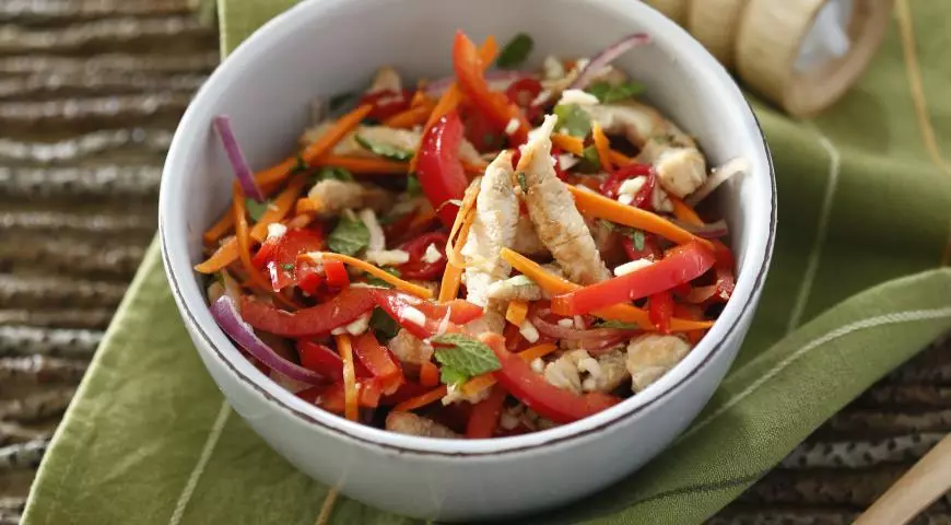 Turkey salad with rice, step-by-step recipe with photos