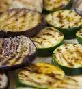 Fry eggplant and zucchini slices for salad cooking