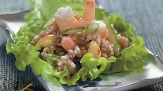 Rice salad with shrimps, step-by-step recipe with photos