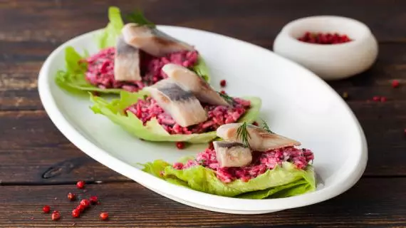 Rice salad with herring, step-by-step recipe with photos