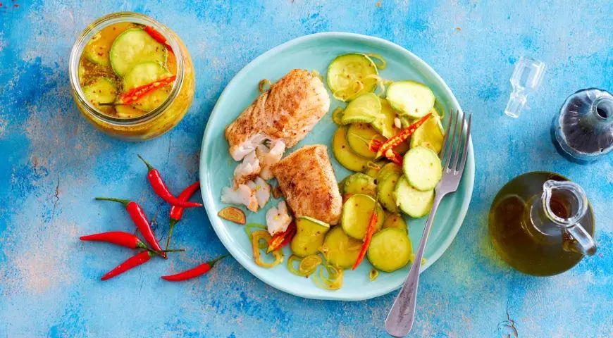 Crispy marinated zucchini.