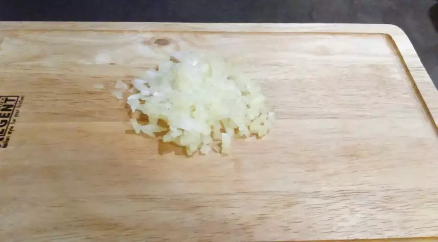 Chopped onion with small cubes for cooking salad