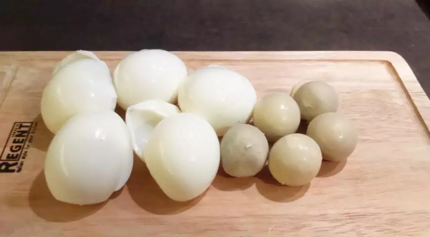 Boil and clean the eggs, then separate the protein from the yolk