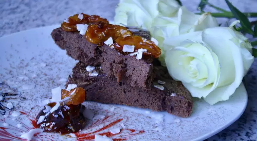 Brownie mei persimmon en karamelisearre mandarijnen