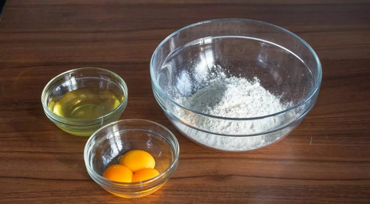 Guryevsky pancakes prepare ingredients for flour