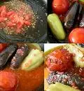 Stavite meso rajčice i punjeno povrće na tavu, ugasiti dolt na spremnost