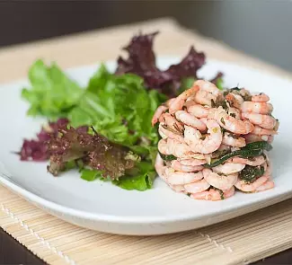 Marinated shrimp with zucchini and green salad, step-by-step recipe with photos