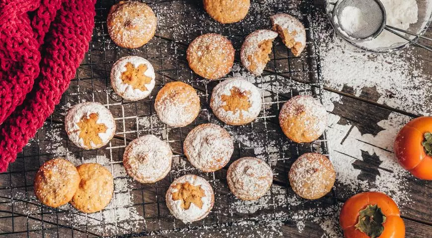 Cookies sareng persimmon, léngkah-léngkah-léngkah sareng poto