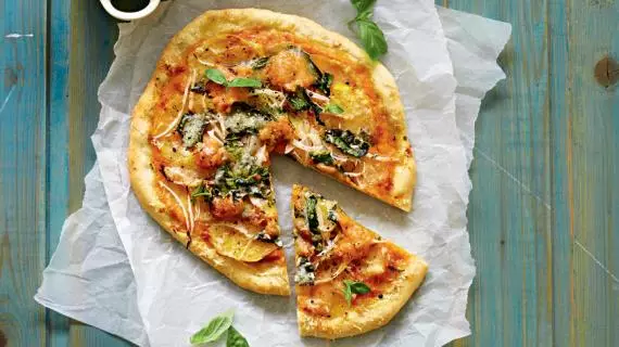 Pizza mit Kürbispüree und Kartoffeln, Schritt-für-Schritt-Rezept mit Fotos