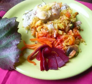 Plov tiga warna