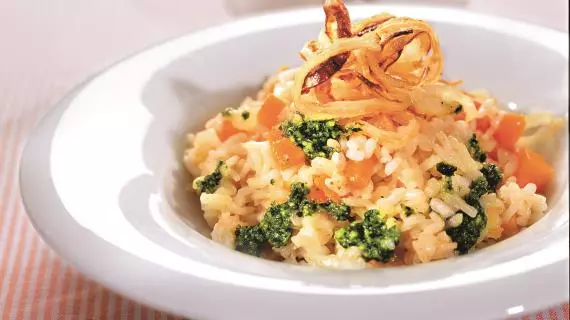 Risotto hamwe na Pumpkin na Pesto, intambwe yintambwe ya resep hamwe namafoto