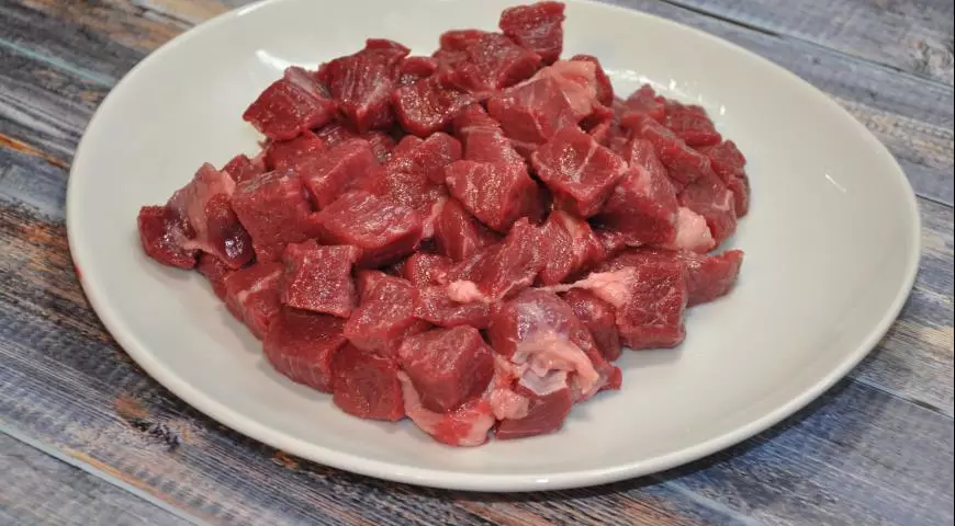 Meat cut medium cubes