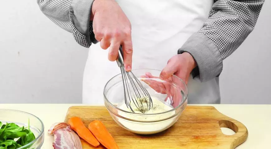 Poto persiapan resep: puff salad sareng kéju sareng daging babi, léngkah nomer 1