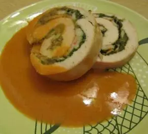 Inkukhu Roll nge-Shrimps kanye Spinach, Isinyathelo-By-Step Recipe ngezithombe