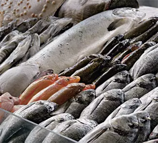 Cleaning and giving out fish