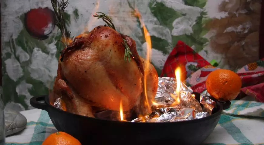 Huhn Flambe flammt hallo