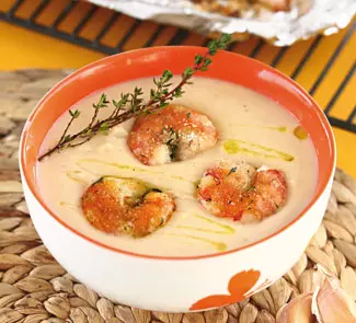 Puré pur amb fesols de gambes