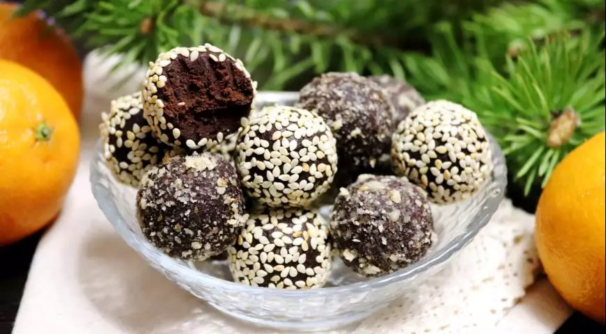 Avakado va sana bilan shokoladli truffles