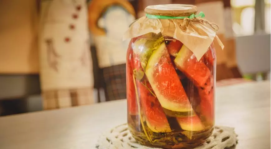 Marinated watermelon.