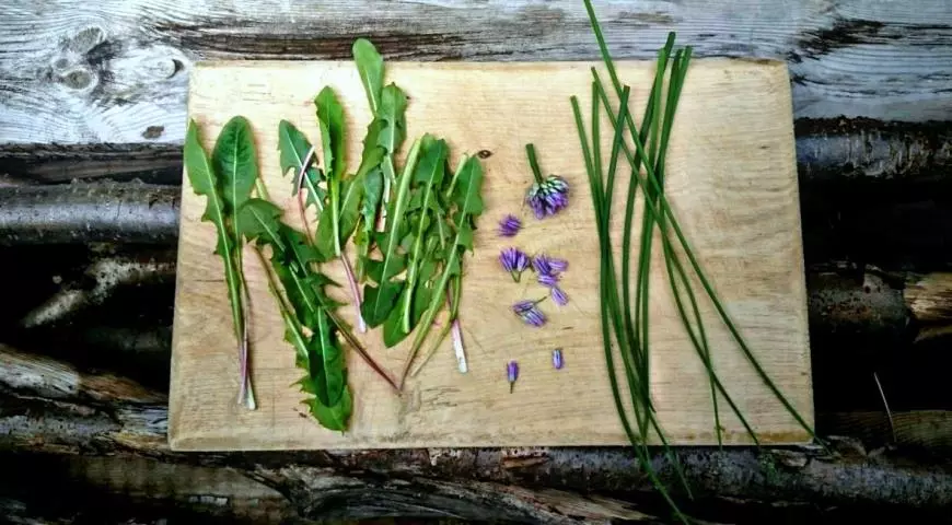 Löwenzahnblätter und Salat gründlich spülen