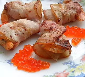 Snack shrimp in Bacon