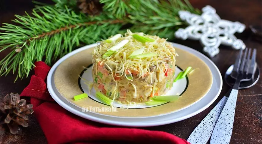 Salada com fígado e tangerinas