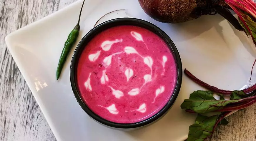 Beet coconut milk soup.